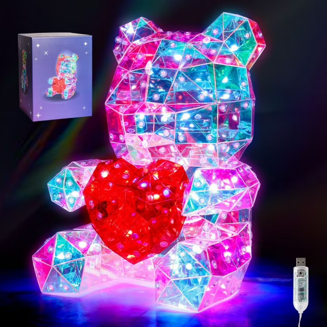 Led Holographic light-up Teddy Bear with Heart| A Brilliant Gift